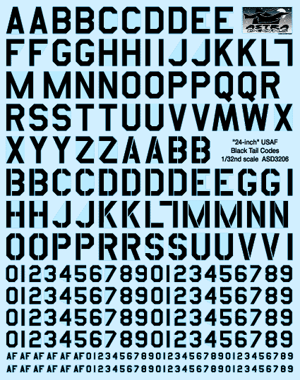 DACO's USAF Tail Codes 24-inch Black